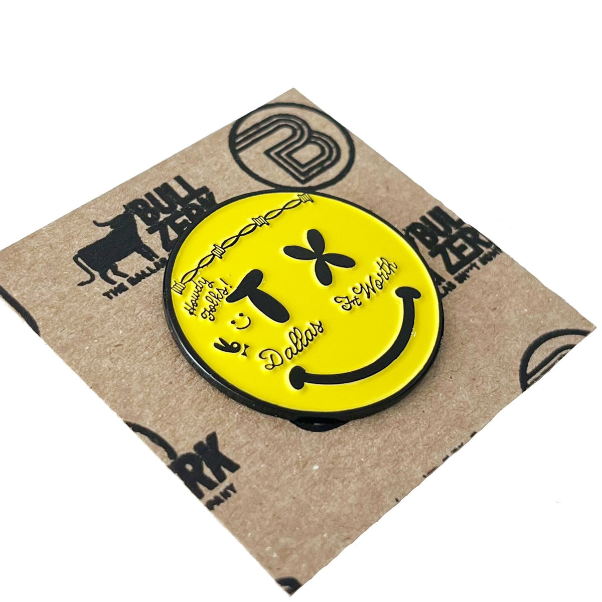 Smiley Face Enamel Pin – Bullzerk