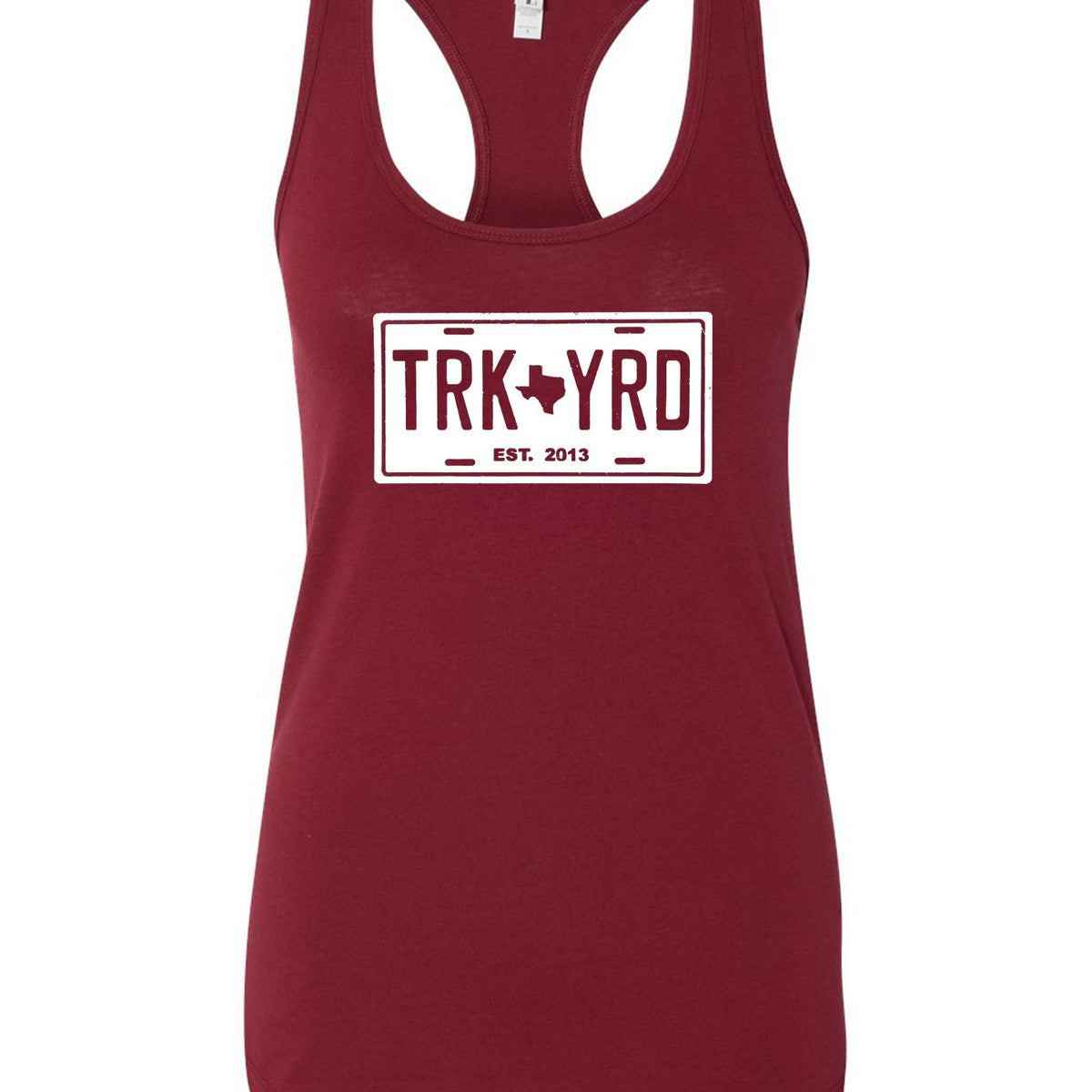 Women's Truck Yard License Plate Racer Tank | Bullzerk