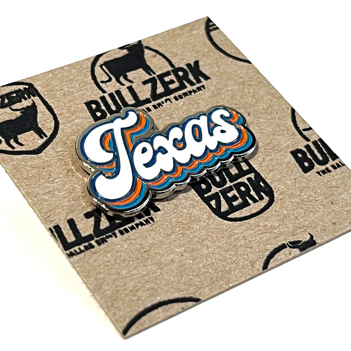 Texas Script Enamel Pin – Bullzerk
